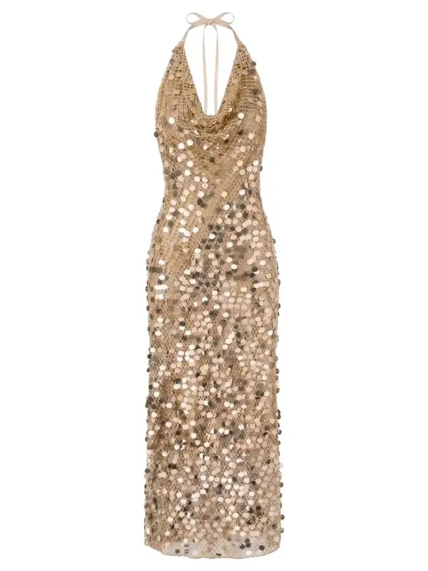 BELSIZE25 Mayfair Sequin Halterneck Gown - Gold