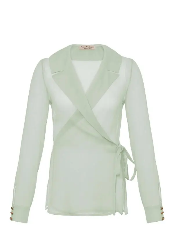 ANSE VICTORIN Eva Silk Blouse - Green