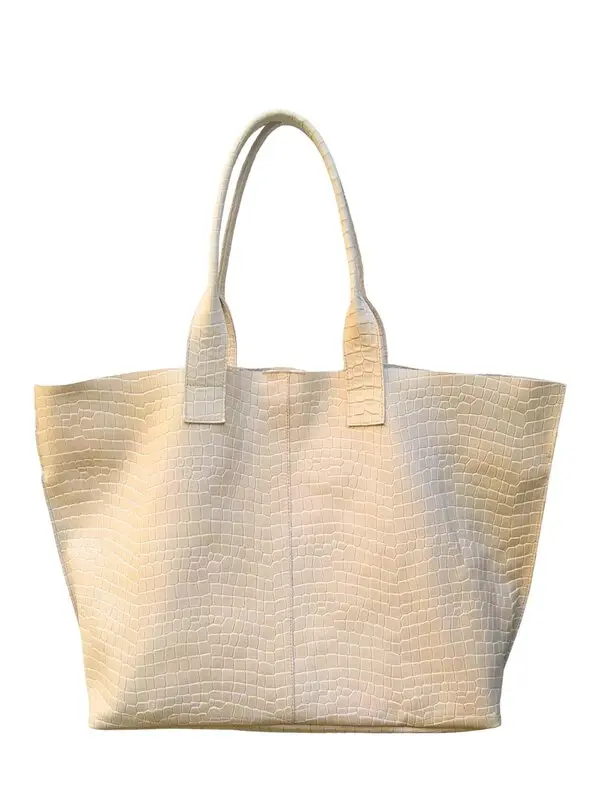 JUAN-JO Oversized Embossed Leather Tote - Black/white