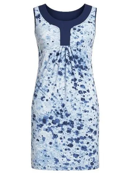CONQUISTA Empire Waist Printed Dress - Blue