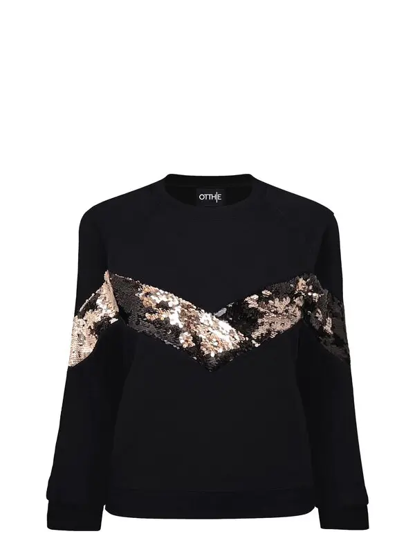 OTTHIE Sweatshirt With Sequin Embroidery - Gold/black
