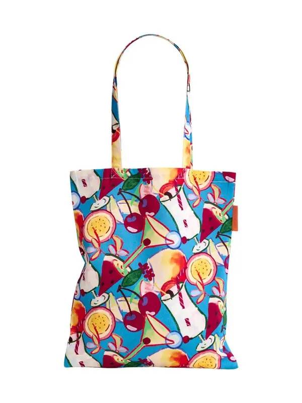 LOST PATTERN Printed Cotton Tote Bag - Blue