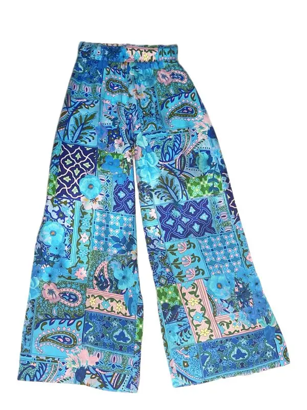 INTROVERTIE VIENNA Johnny Silk Palazzo Pants - Blue