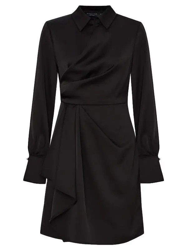EXQUISE Ariadne Wrap Mini Dress - Black