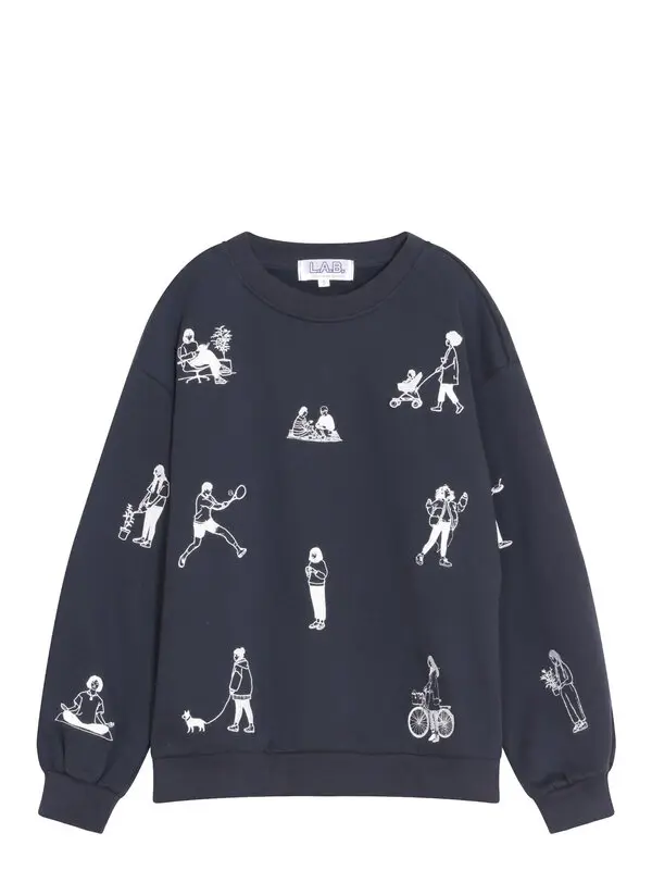 LONDON ATELIER BYPRODUCT Embroidered Heavyweight Organic Cotton Jumper - Blue