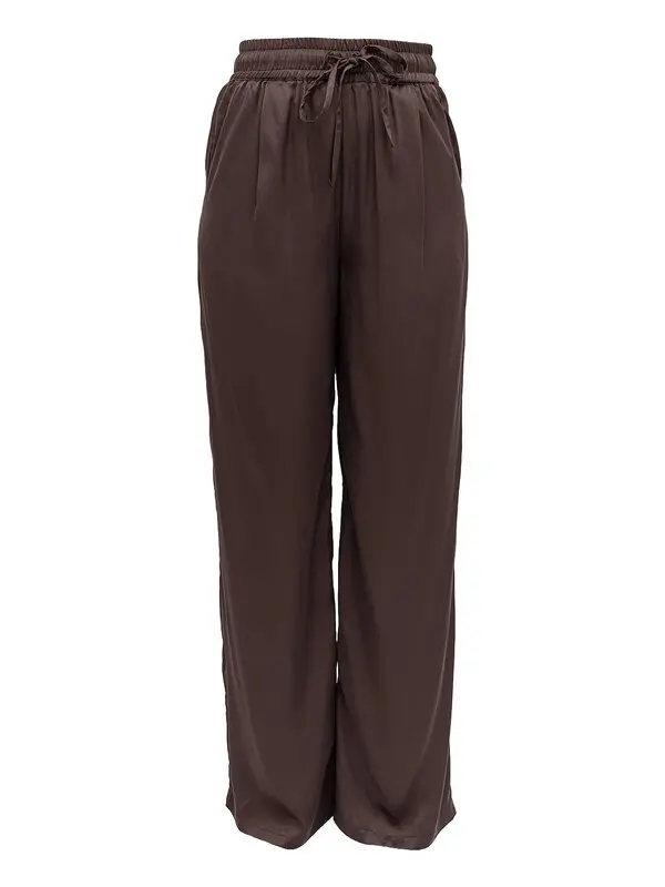 JANARA JONES Wide-leg Viscose Trousers - Brown