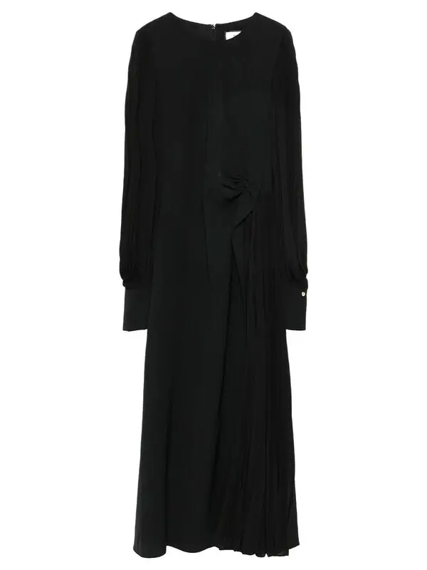 NISSA Pleat-detail Midi Dress - Black