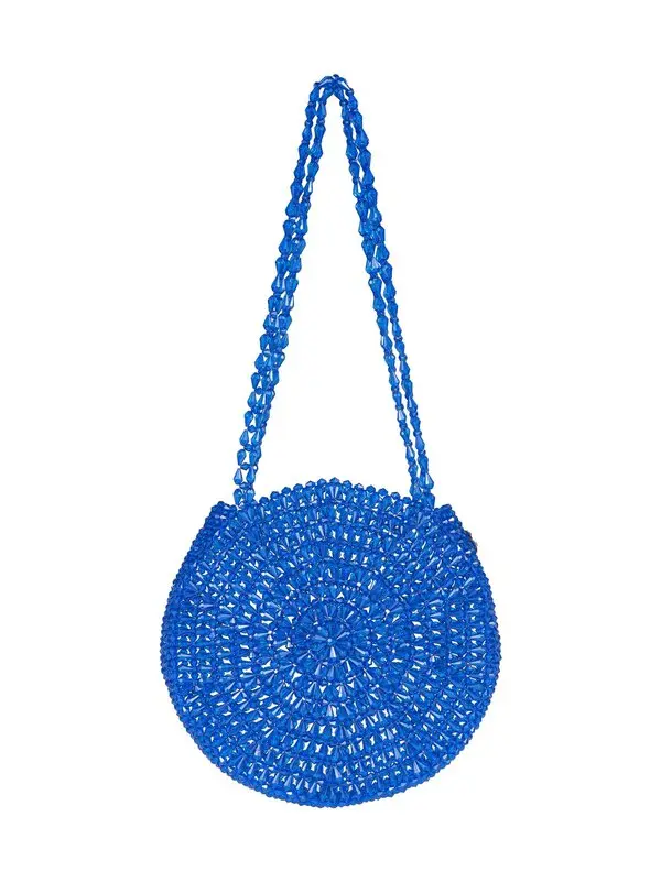 TILLIE BEADS Round Beaded Shoulder Bag - Blue