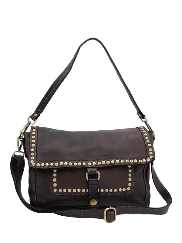BOLSA NOVA HANDBAGS Emily Studded Shoulder Bag - Brown