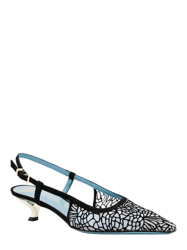 VALENTINA RANGONI Vortice Mesh Slingbacks - Beige/black