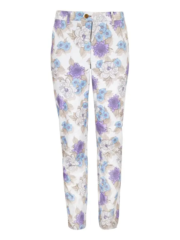 LORDS OF HARLECH Neutrals Jack Flower Bed Pant Ivory - White