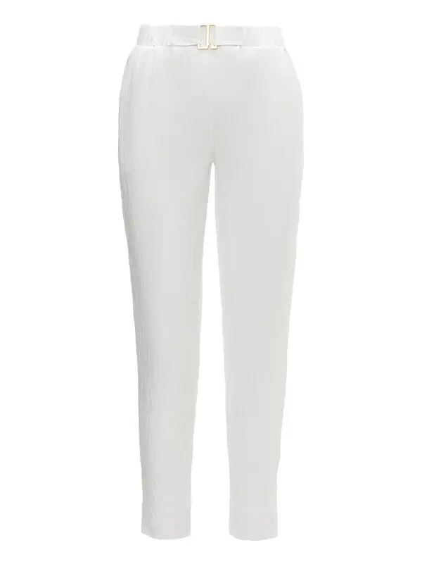 NISSA Belted Viscose Pants - White