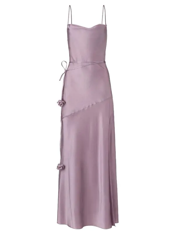 LITA COUTURE Floor Length Satin Dress - Pink