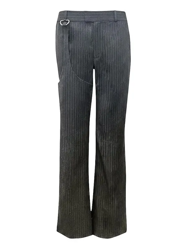 SALTEYE STUDIO Garter Pinstripe Wool Trousers - Grey