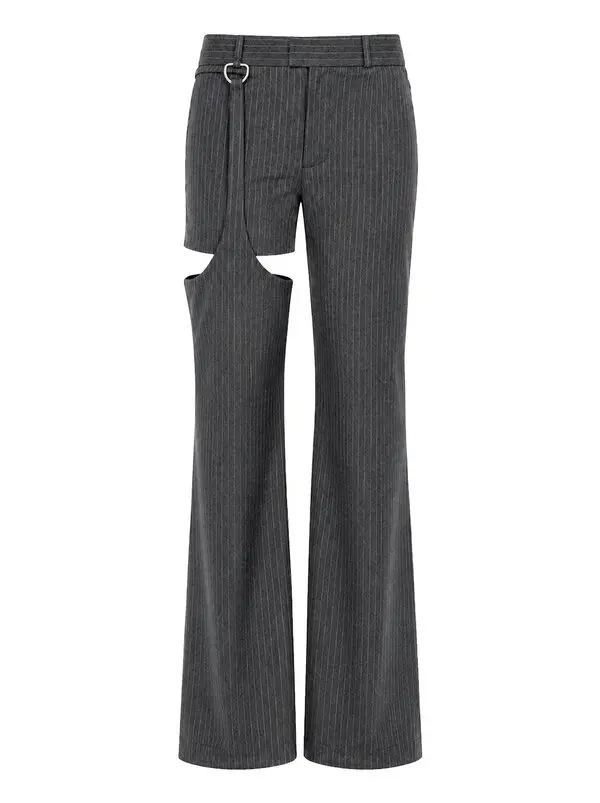 SALTEYE STUDIO Garter Pinstripe Wool Trousers - Grey