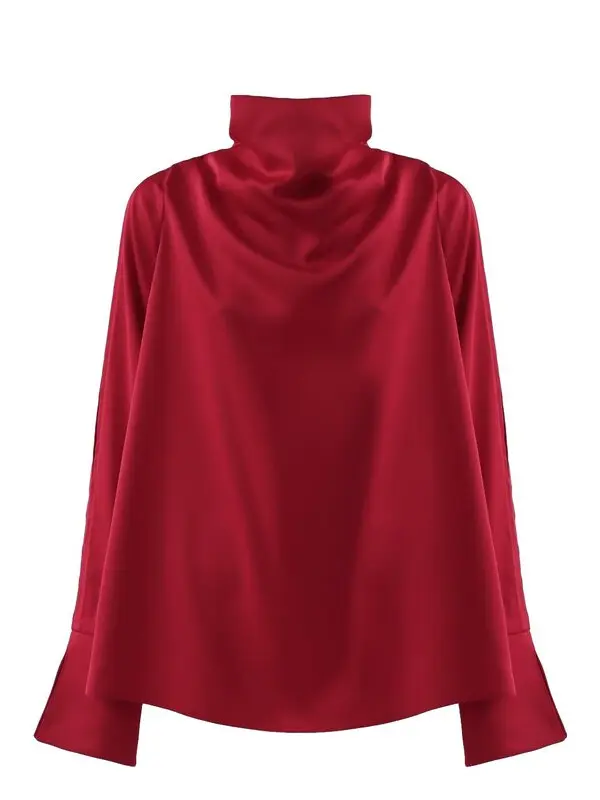 JULIA ALLERT Satin Long Sleeve Blouse - Red