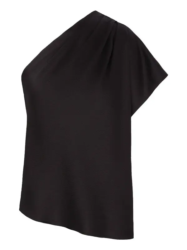 THE SUMMER EDIT Silk One-shoulder Top - Black