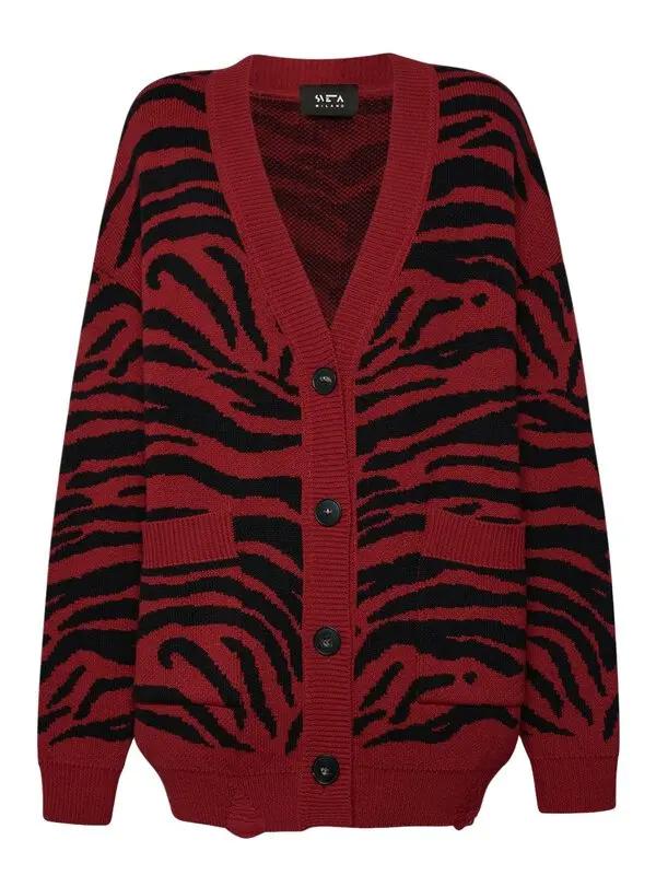 SVETA MILANO Georgia Merino Wool Cardigan - Black/red