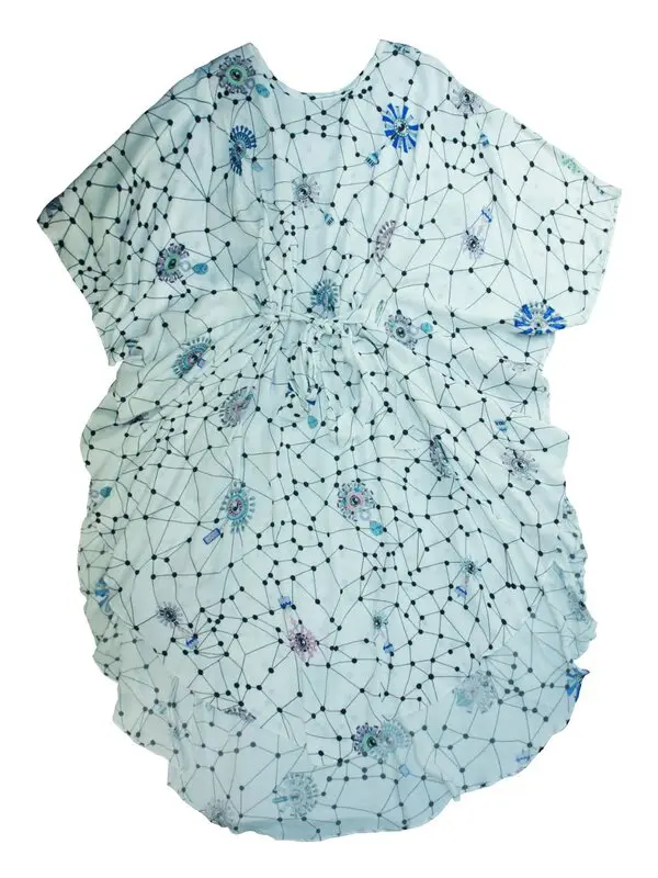 TRAMP IN DISGUISE Ihi Kaftan With Ai-inspired Print And Belt - White