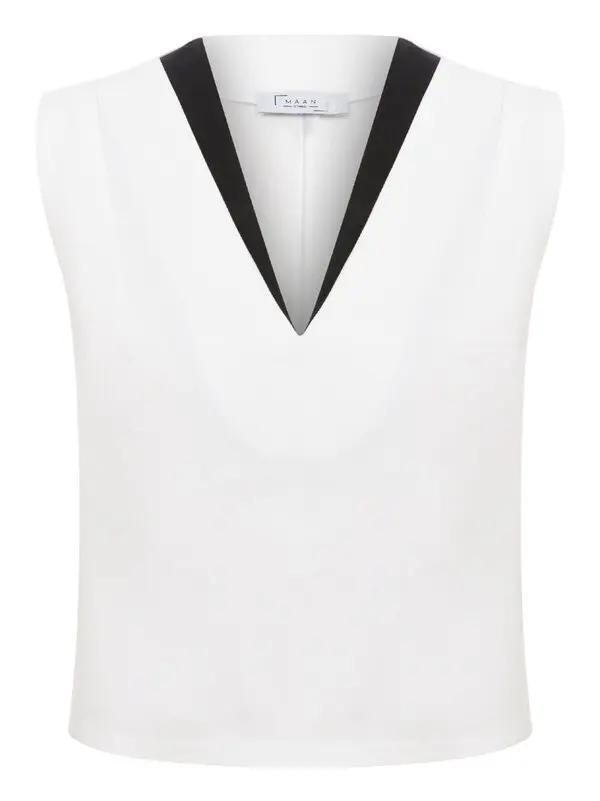 MAAN ISTANBUL Deep V-neck Sleeveless Blouse - White