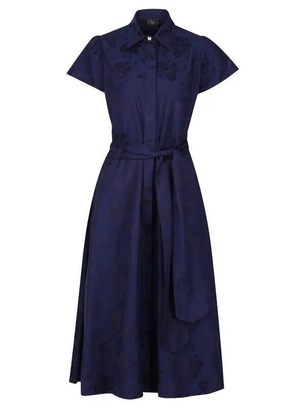 ISHA'S TIMELESS Royal Petals Shirt Dress - Blue
