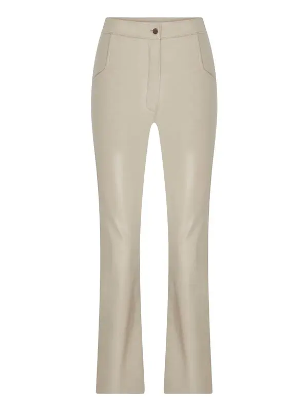 NAZLI CEREN Tora Vegan Leather Straight Leg Trousers - Grey