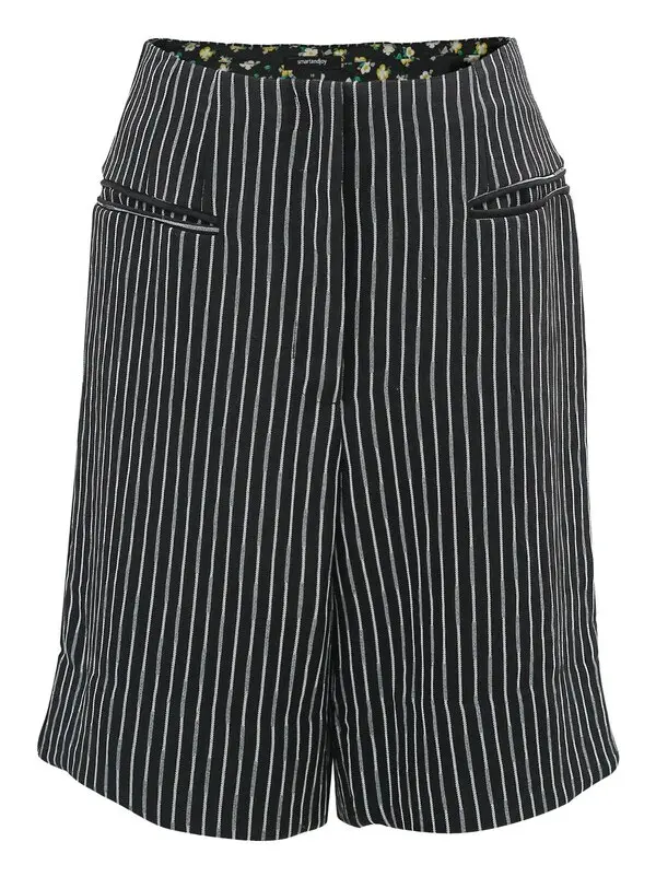 SMART AND JOY Striped Straight Leg Shorts - Black
