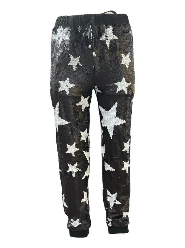 ANY OLD IRON Sequin Star Joggers - Black/white/silver