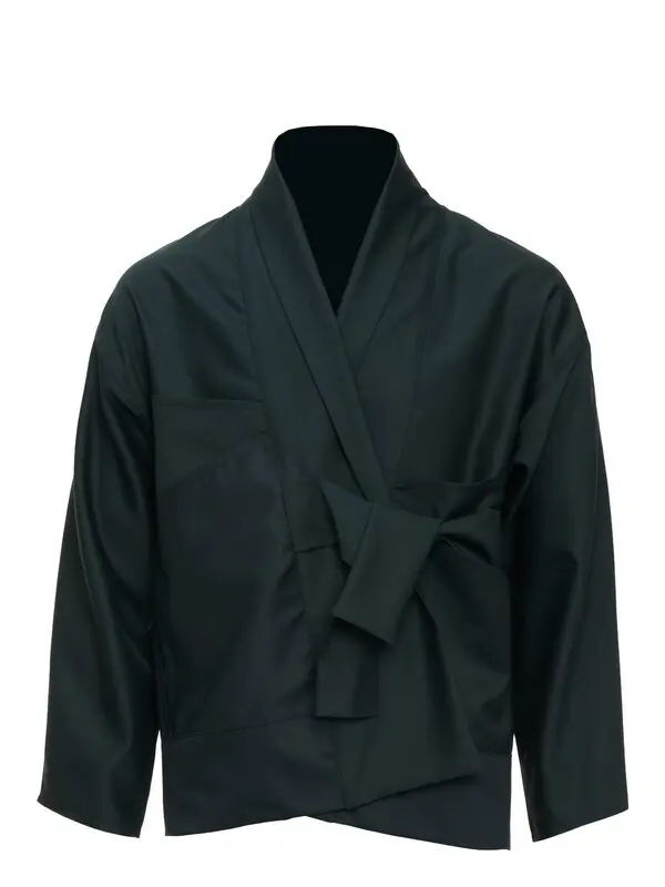 MOE Pine Wool Vest Jacket With Double Pockets - Green