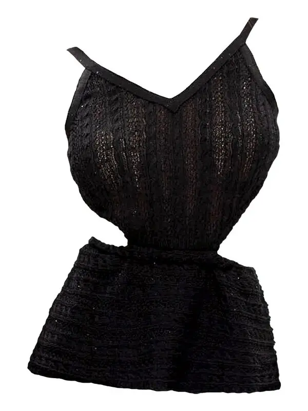 MAISON BOGOMIL Sequined Knit Top With Cutouts - Black