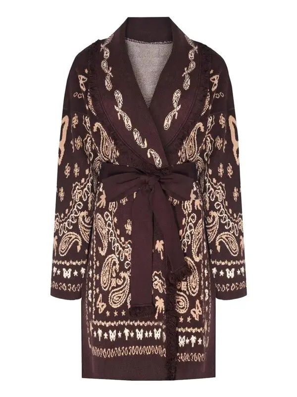 Loveist Store Caprica Jacquard Long Cardigan - Brown