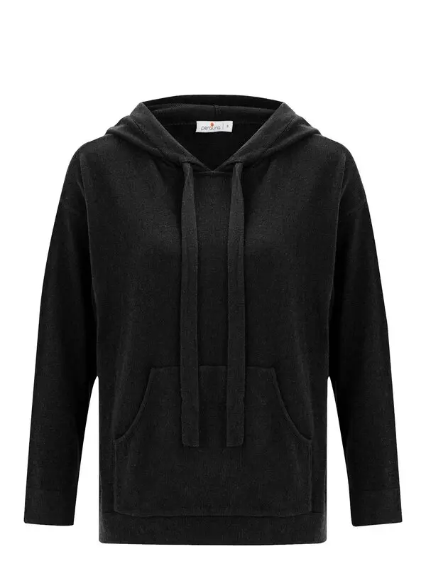 PERALUNA Cashmere Blend Knit Hoodie - Black