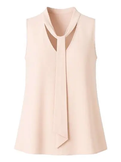 CONQUISTA Sleeveless Tie-neck A-line Top - Orange