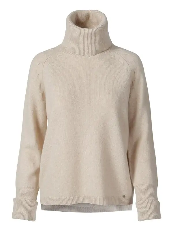 TIRILLM Chunky Knit Turtleneck Pullover - Beige