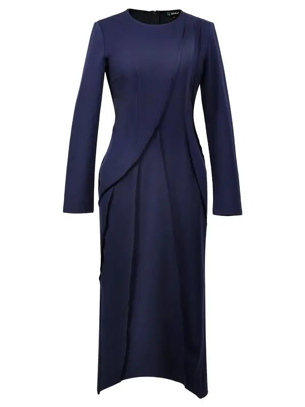 SMART AND JOY Asymmetric Structural Lines Dress - Blue
