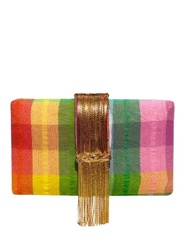 SIMITRI Picnic Fringe Clutch - Black/green/orange/pink/yellow