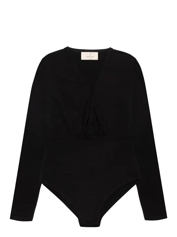 PERALUNA Devon V-neck Knit Bodysuit - Black