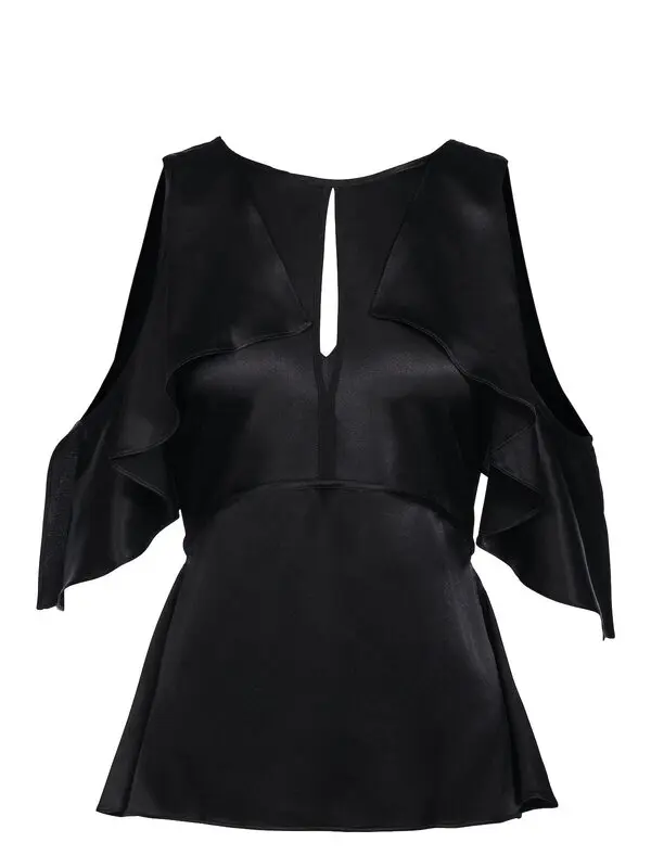 MODALLICA Peace Silk Cold Shoulder Top - Black