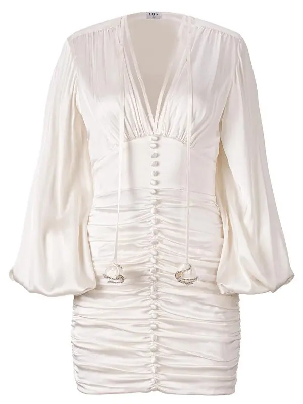 LITA COUTURE Ruched Mini Dress - White