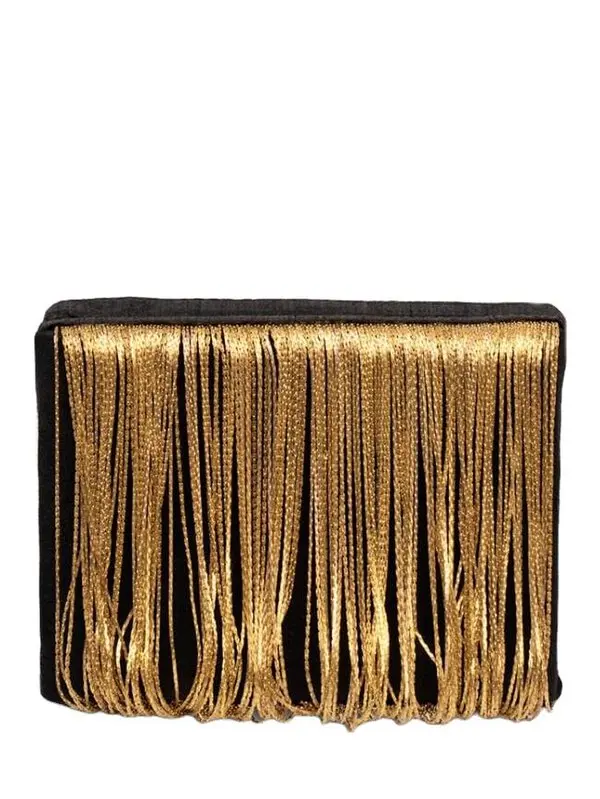 SIMITRI Chunky Mini Evening Bag With Fringe - Black/gold