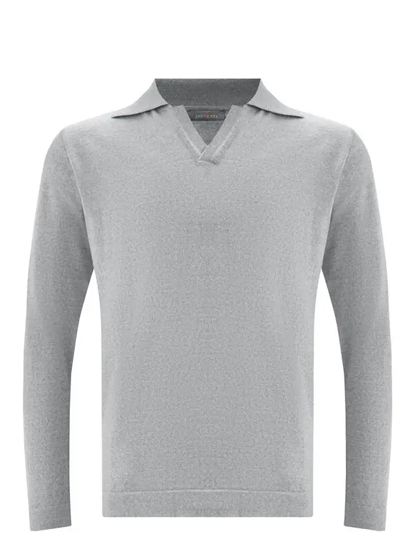 PERALUNA Polo Neck Fine Knit Pullover - Grey
