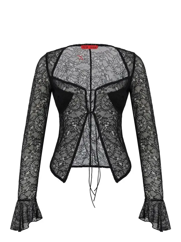 PCFG Long Sleeve Lace Top - Black