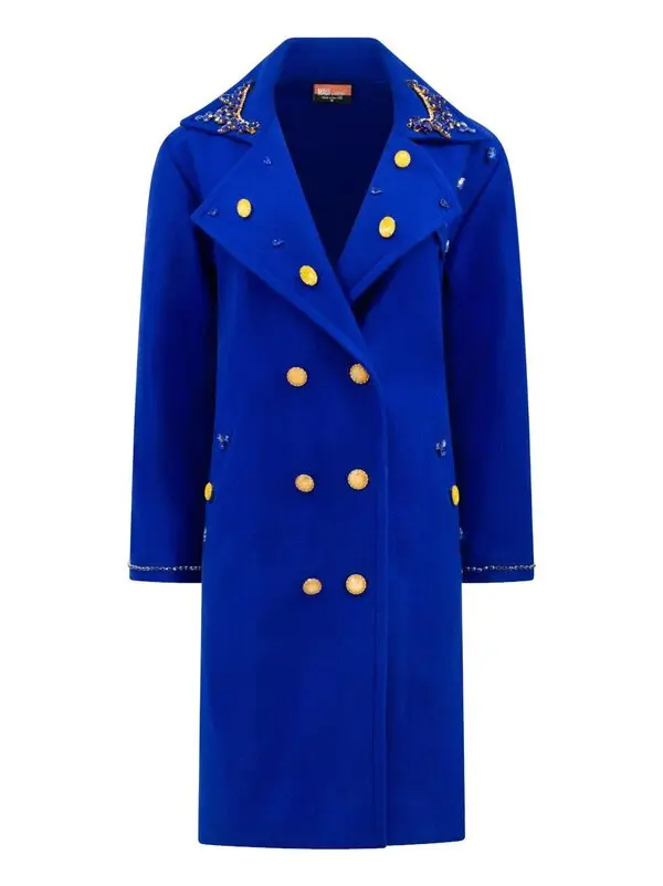 MAUI X LOLITA Ilya Indigo Wool Wrap Coat - Blue