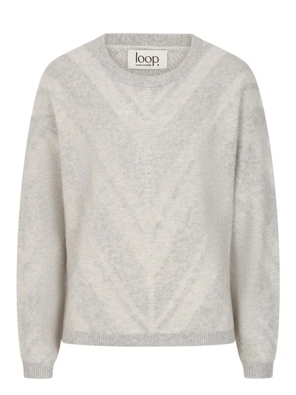 LOOP CASHMERE Textured Chevron Cashmere Sweater - Grey