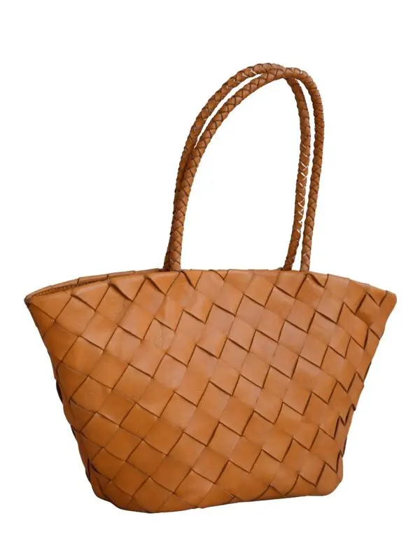 Pink Haley Oaklee Handwoven Leather Tote - Black