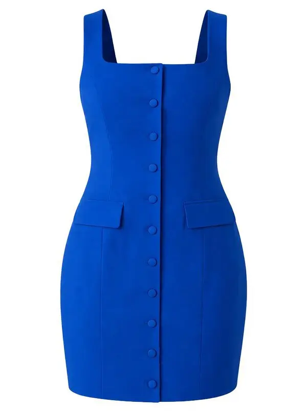 GIRL IN MIND Elara Button Up Mini Dress - Blue
