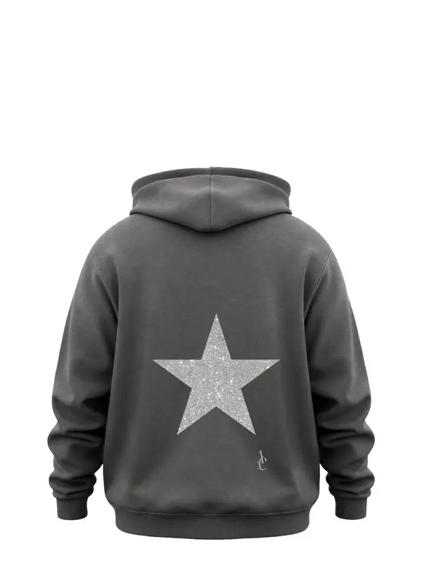 AURA & CO Glitter Star Hoodie - Silver/grey