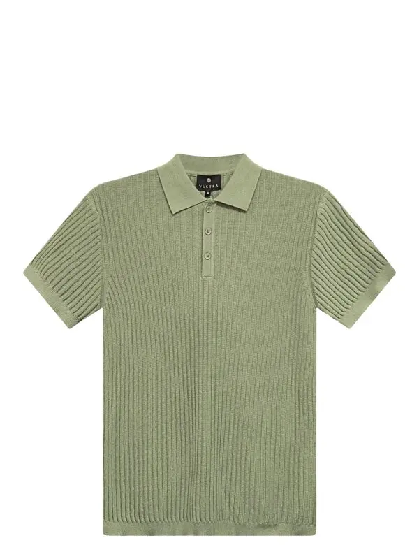 VUSTRA Willow Textured Knit Polo - Green