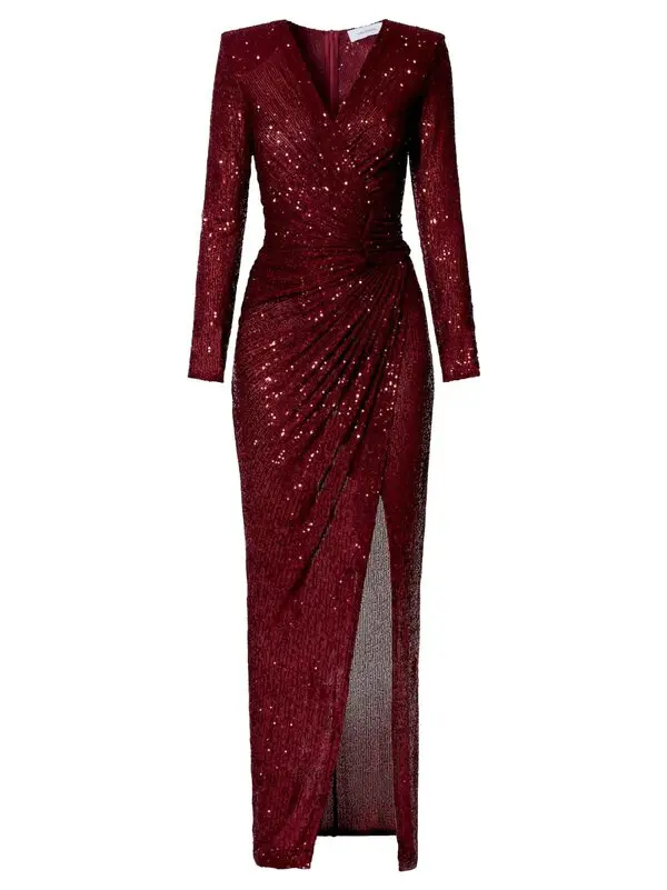 AGGI BY HALEWSKI Scarlet Sequined Maxi Dress - Red