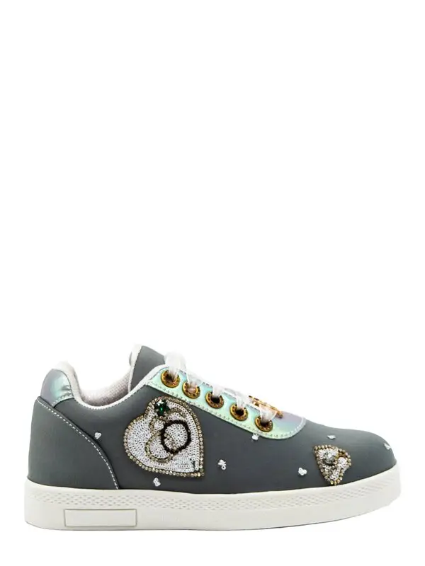RETTROSE Mangola Embellished Lycra Tennis Shoe - Grey